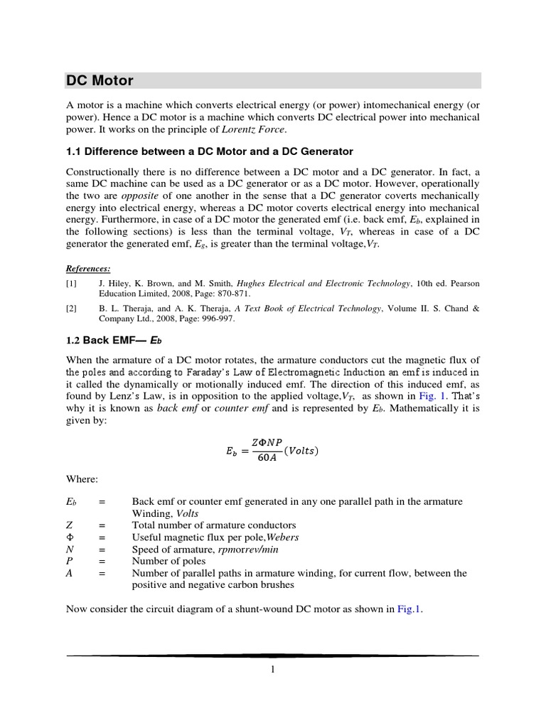 Week 6, 7 and 8 Lecture Notes (DC Motors and Its Speed and Torque ...
