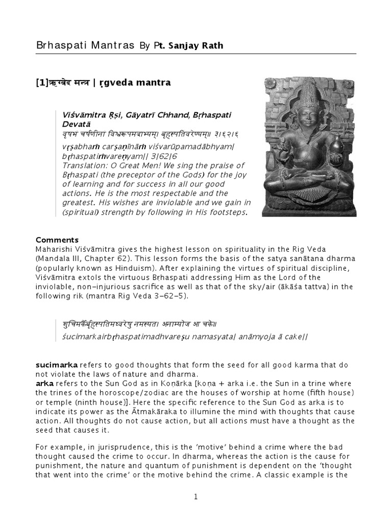 Dokumen - Tips - Brihaspati Mantras PT Sanjay Rath PDF | PDF | Mantra | Bhagavan