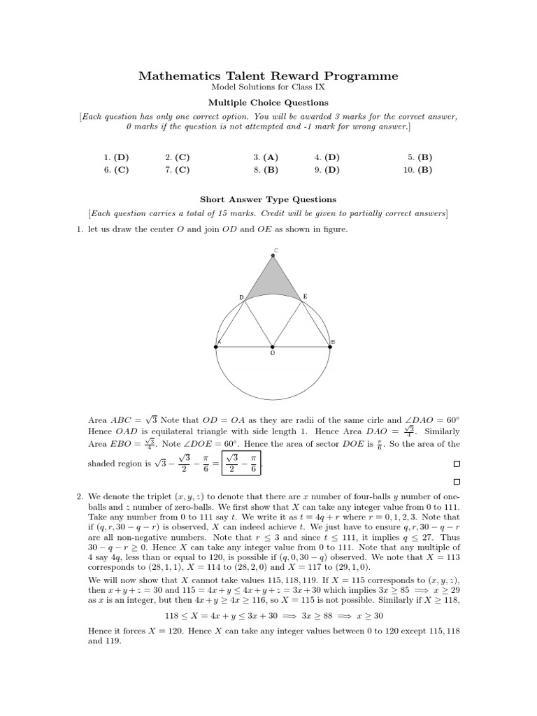 Mathematics Talent Reward Programme | PDF | Integer | Mathematical Concepts