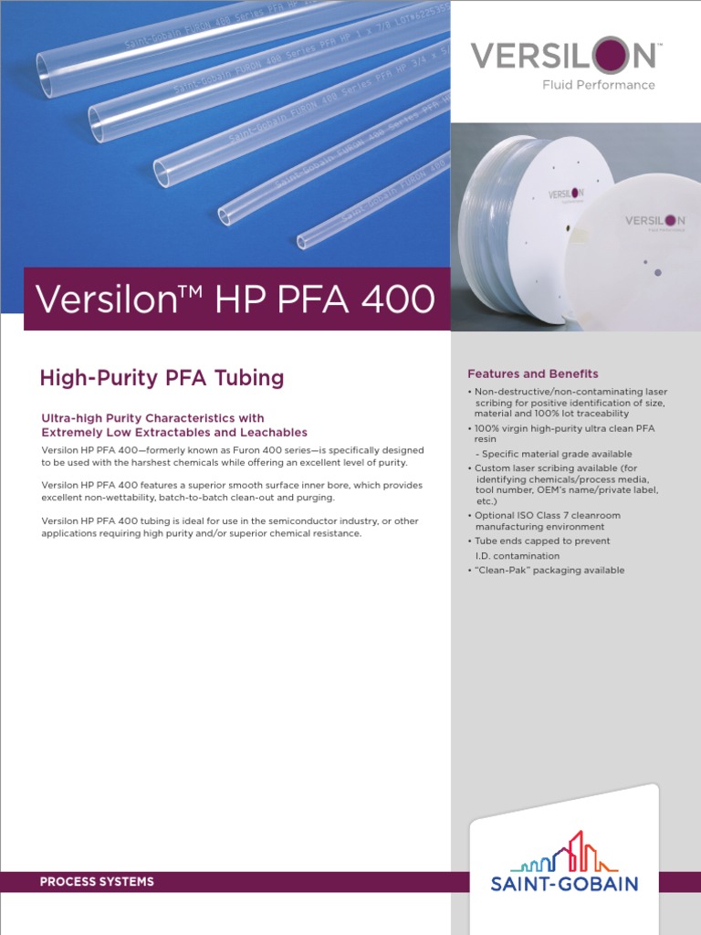 Versilon HP Pfa 400 High Purity Tubing | PDF | Pipe (Fluid Conveyance ...