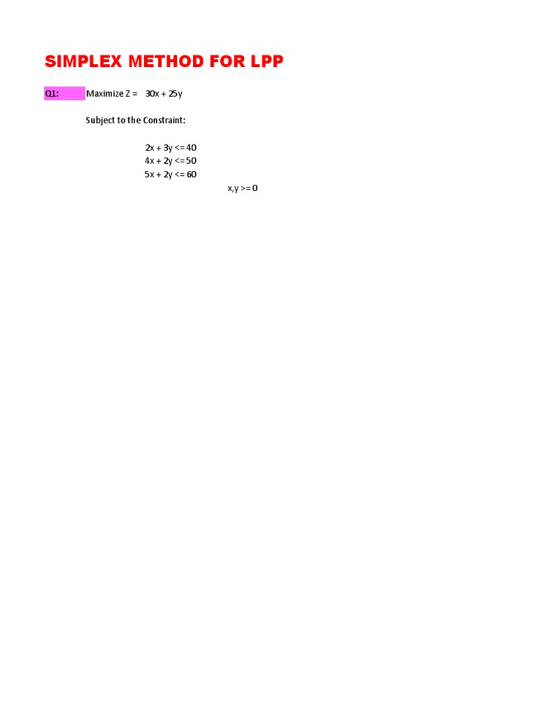 Simplex Method For LPP | PDF | Systems Analysis | Computational Science