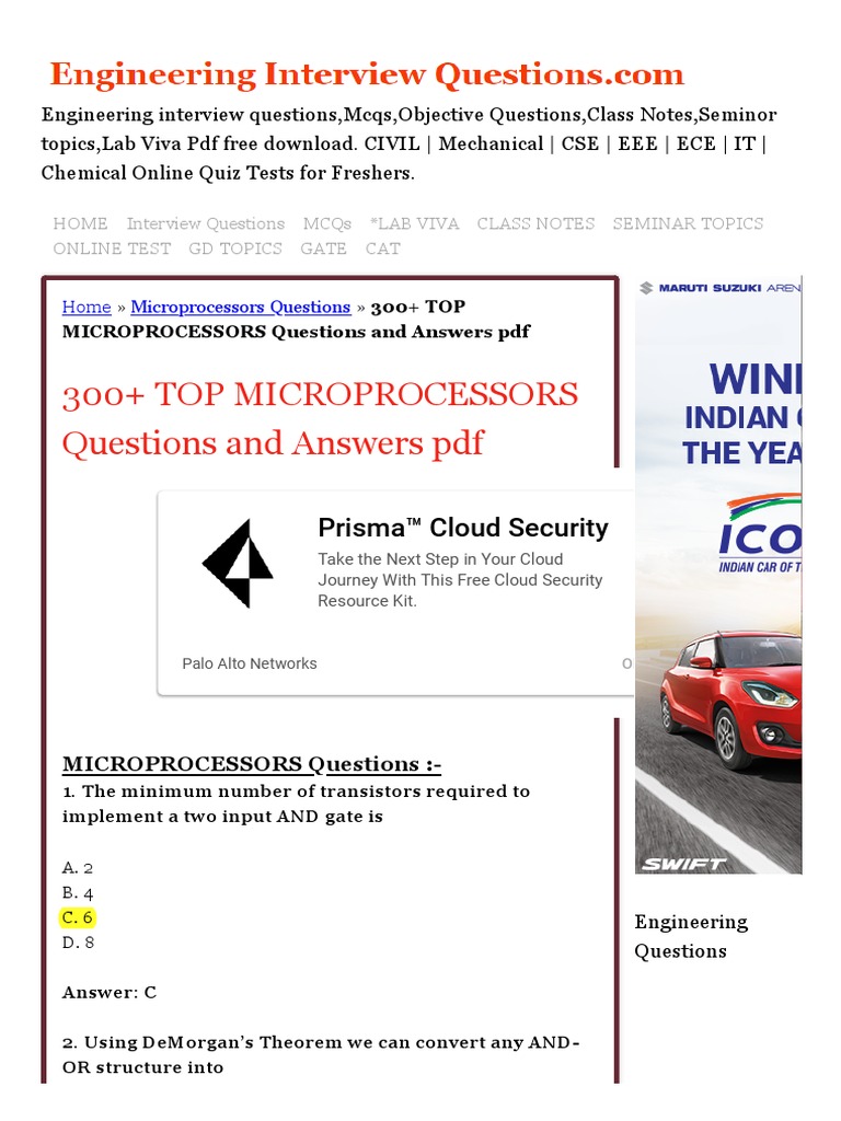 300+ Top Microprocessors Questions and Answers PDF: Prisma™ Cloud ...