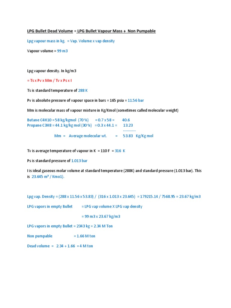 Volume in LPG Bullet | PDF | Liquefied Petroleum Gas | Density