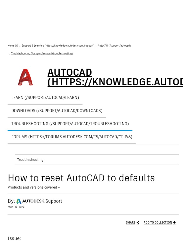 How To Reset AutoCAD To Defaults - AutoCAD 2019 - Autodesk Knowledge ...