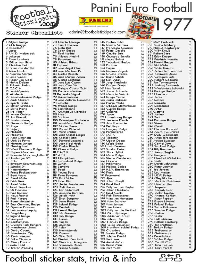 Footb All: Football Sticker Stats, Trivia & Info | PDF | Ephemera ...