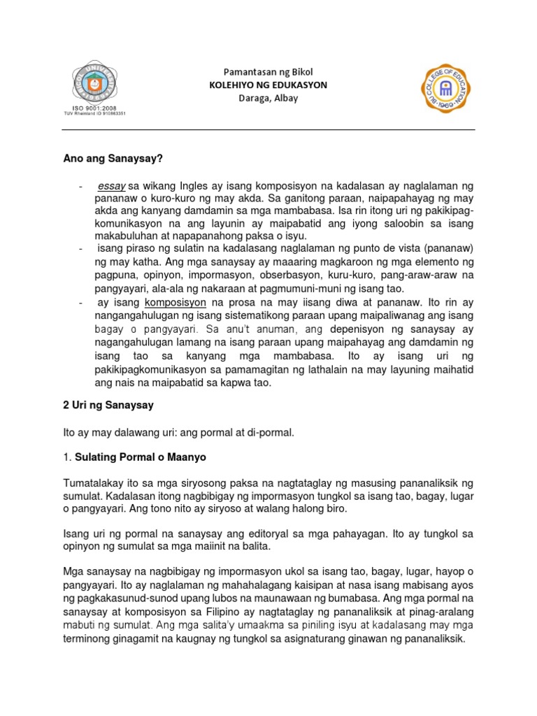 SANAYSAY | PDF