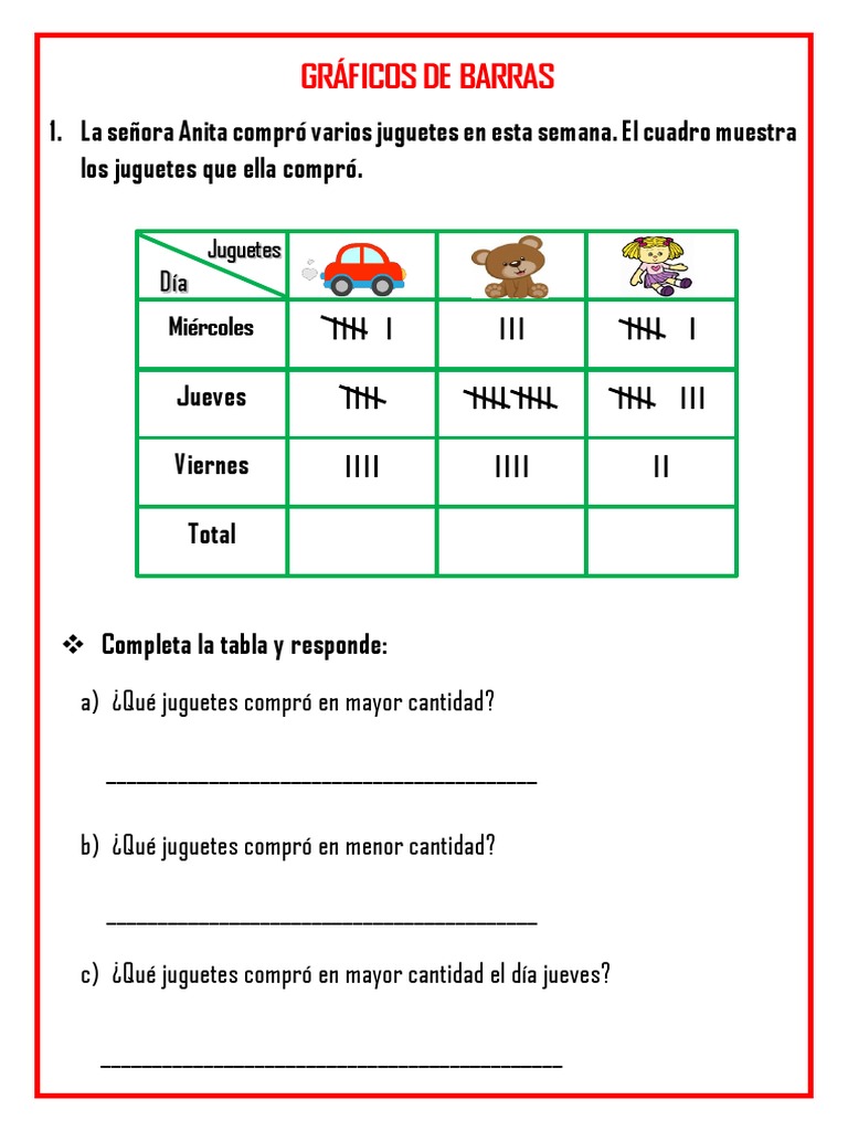 Ficha de Graficos de Barra 1er Grado | PDF