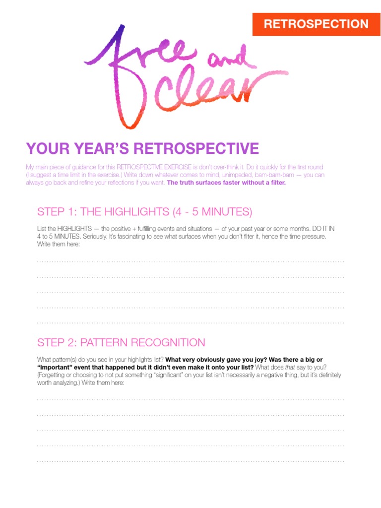 Your Year'S Retrospective: Step 1: The Highlights (4 - 5 Minutes) | PDF ...