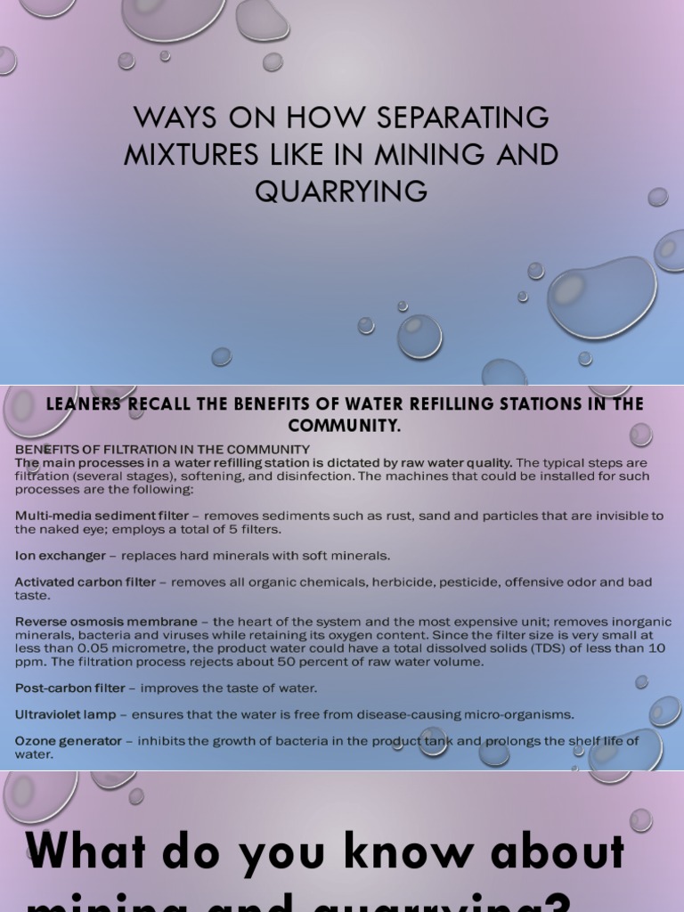 Ways On How Separating Mixtures Like in Mining | PDF | Science ...