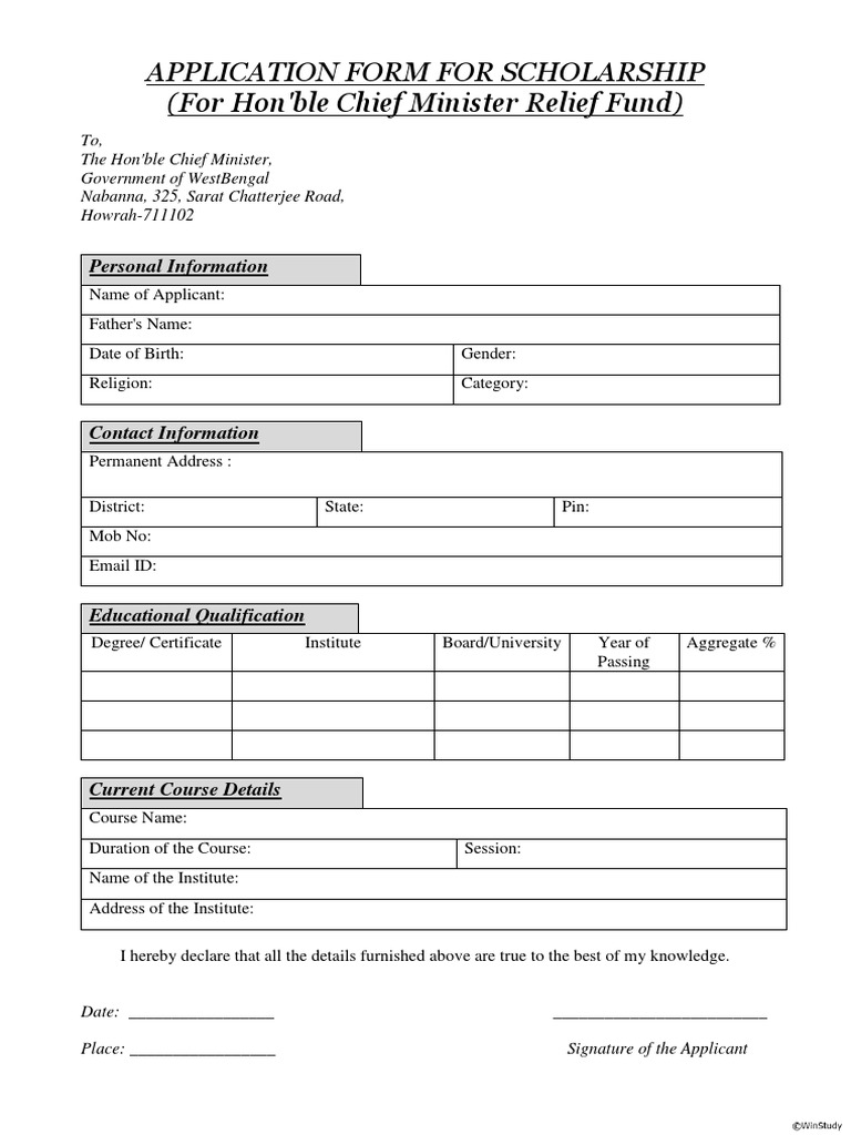 CM Scholarship Application Form | PDF