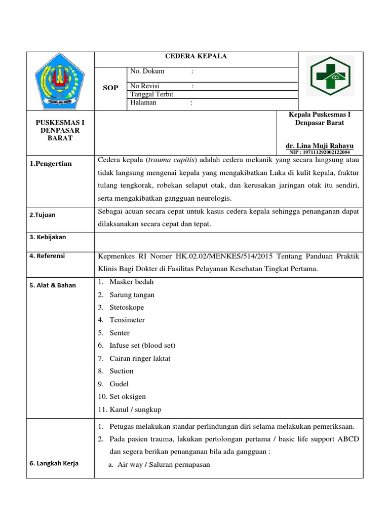 Sop Cedera Kepala | PDF