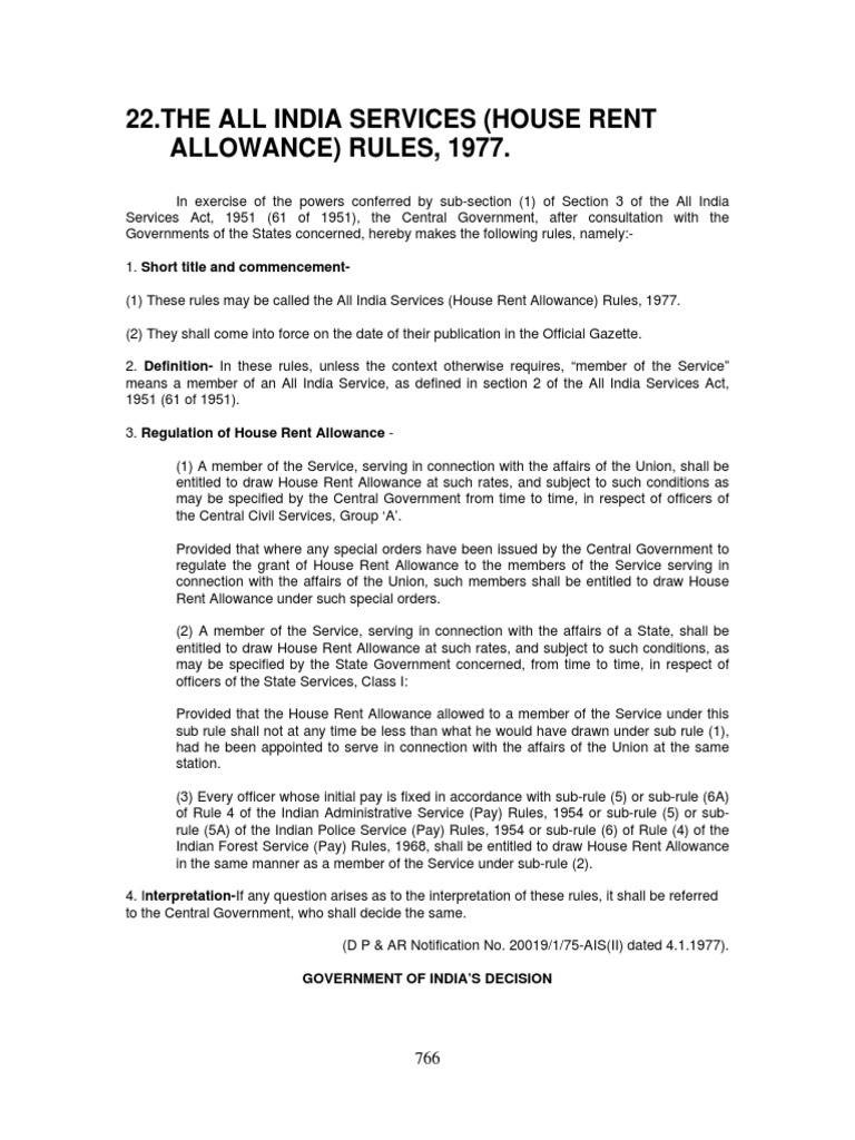 Revised AIS Rule Vol I Rule 22 | PDF | Government Of India | Social Institutions