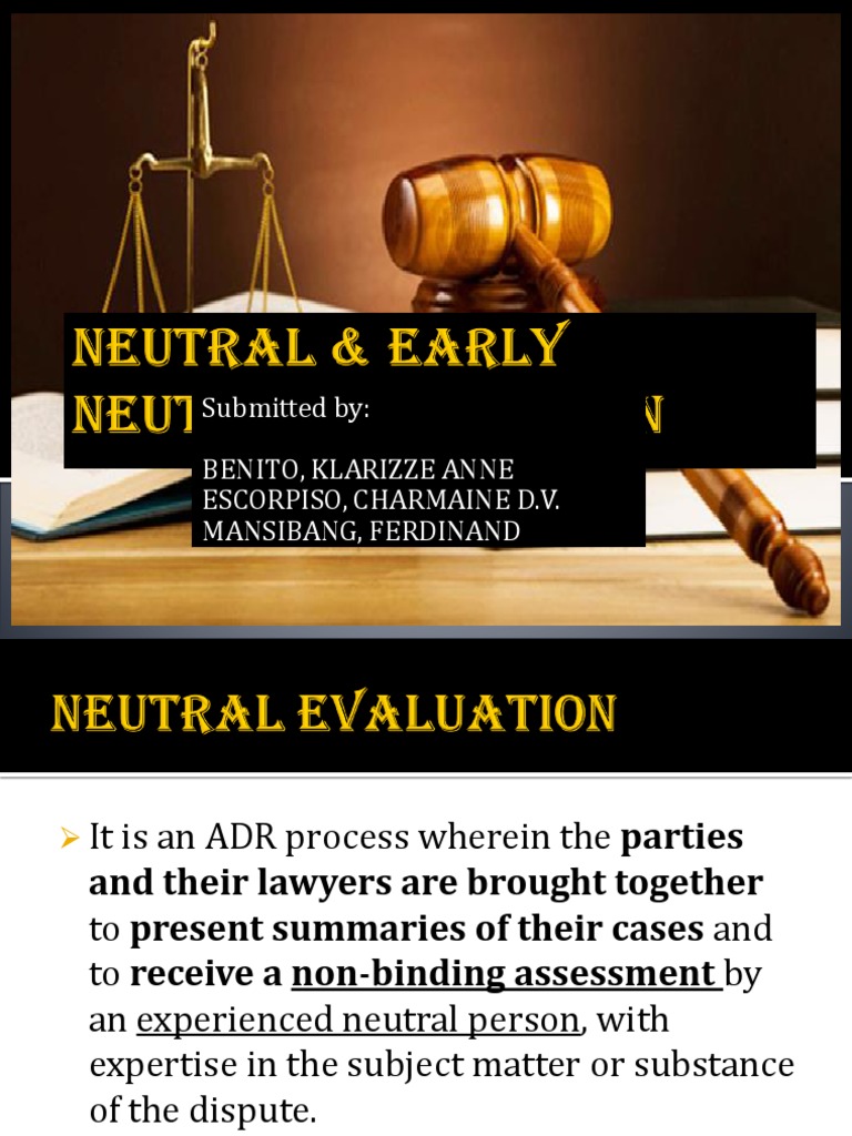 Neutral & Early Neutral Evaluation 051119 | PDF | Law