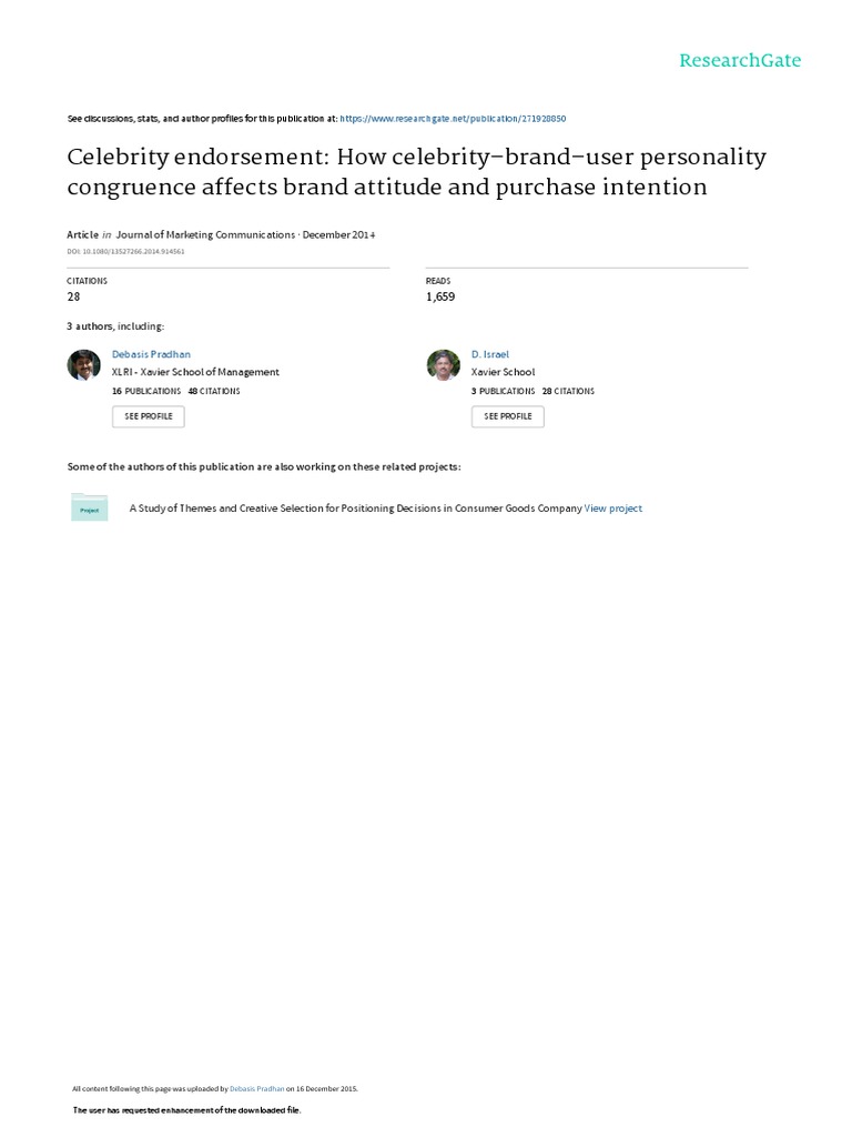 Celebrity Endorsement: How Celebrity-Brand-User Personality Congruence ...