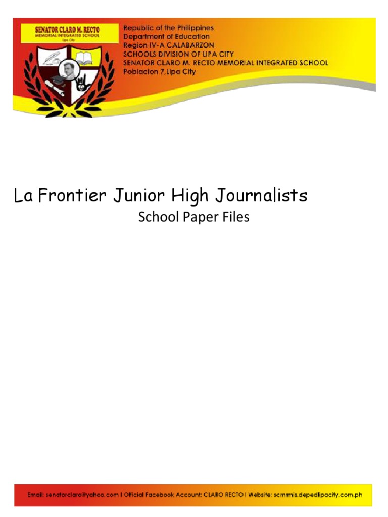 La Frontier Junior High Journalists: School Paper Files | PDF