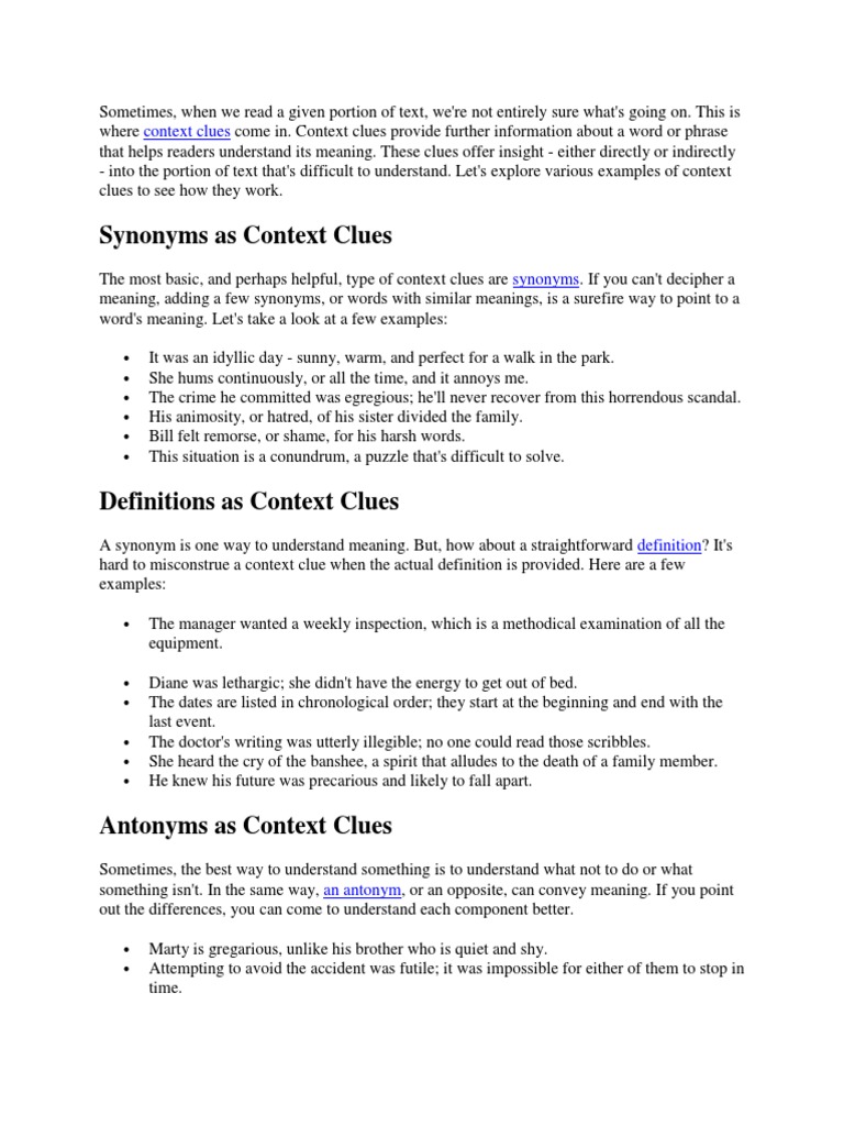 Context Clues | PDF | Semiotics | Semantics