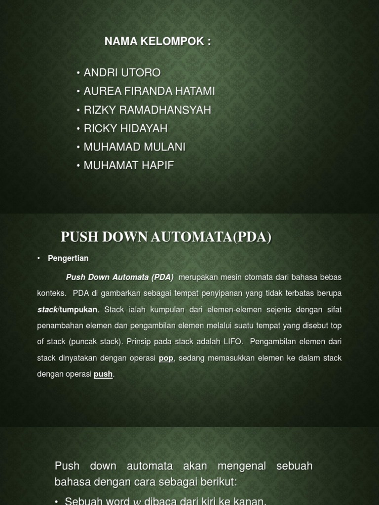 Push Down Automata (PDA) | PDF | Komputer