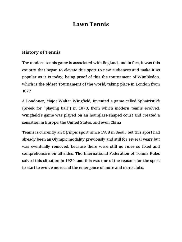 Overview of Lawn Tennis History and Rules | PDF | Grand Slam (Tennis ...
