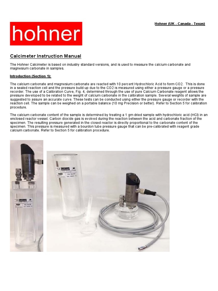Calcimeter Instruction Manual: Hohner (UK - Canada - Texas) | PDF ...