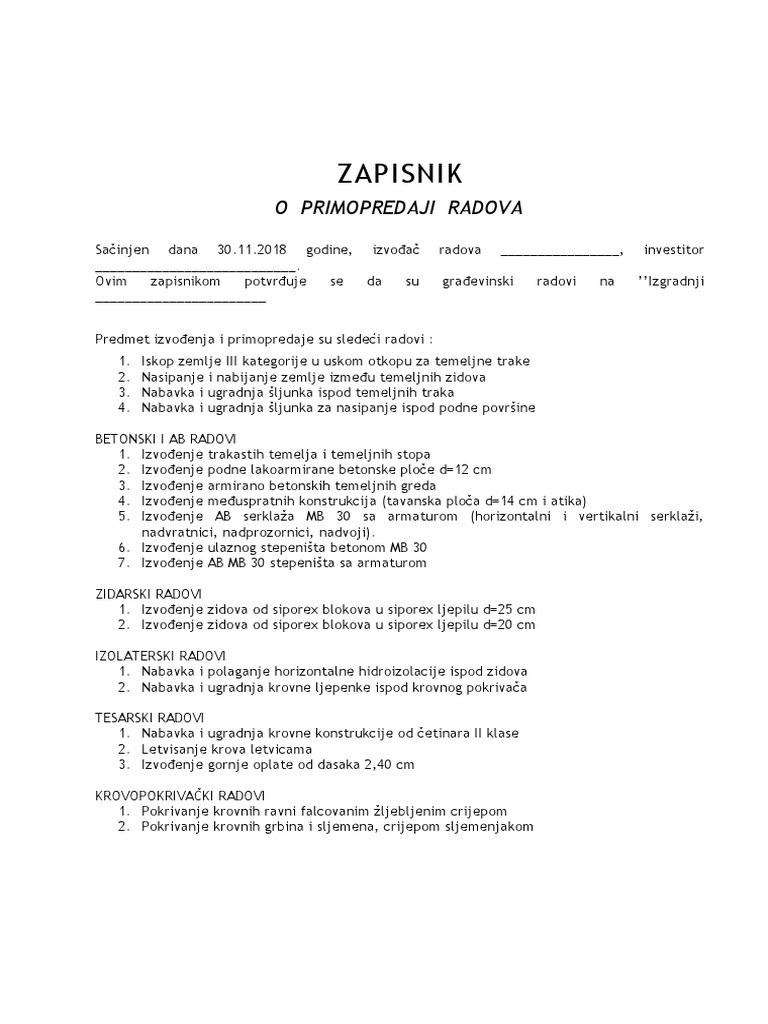 Zapisnik Primjer | PDF