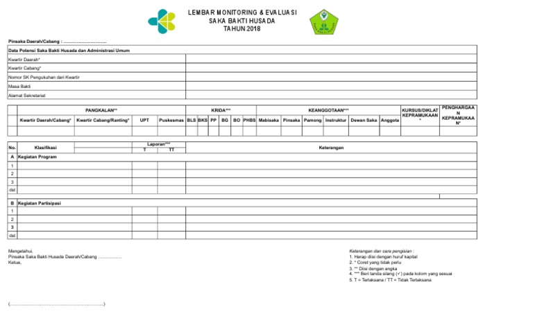 Lembar Monev Saka Bakti Husada | PDF