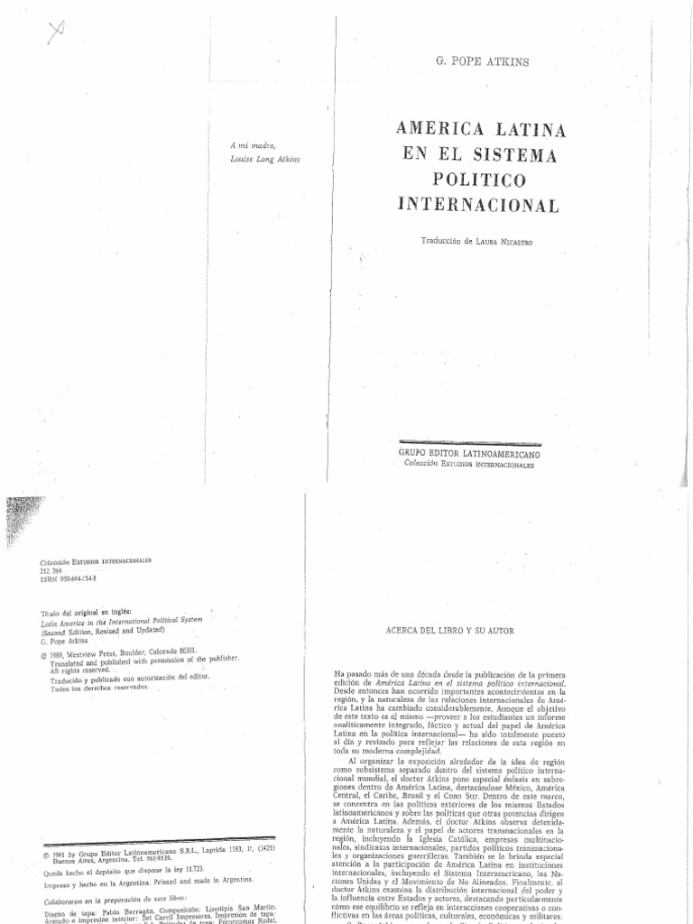 Pope Atkins, America Latina en El Sistema Politico Internacional PDF | PDF