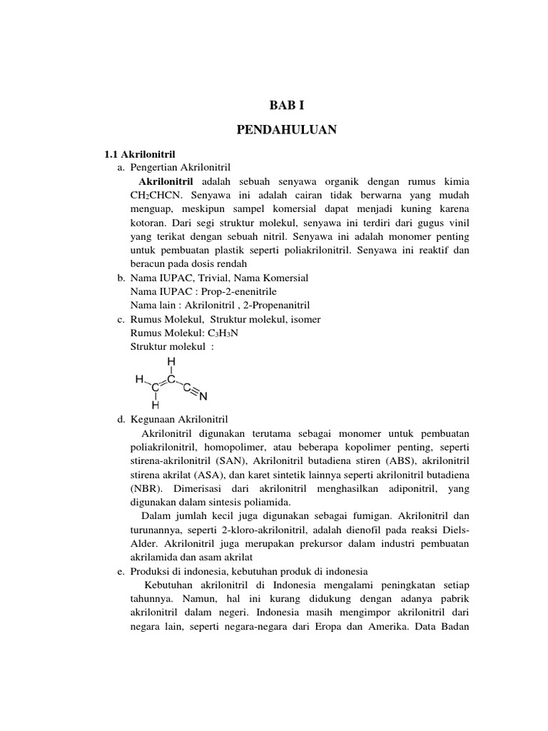 Akrilonitril: Karakteristik dan Kegunaan | PDF