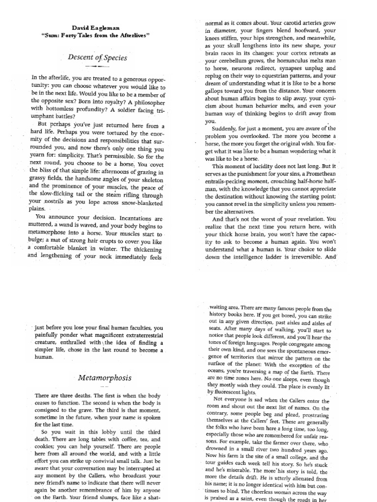 David Eagleman "Sum: Forty Tales From The Afterlives" | PDF