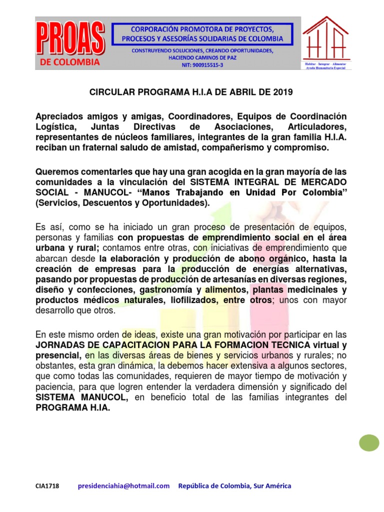 Circular de Abril de 2019 | PDF | Iniciativa empresarial | Colombia
