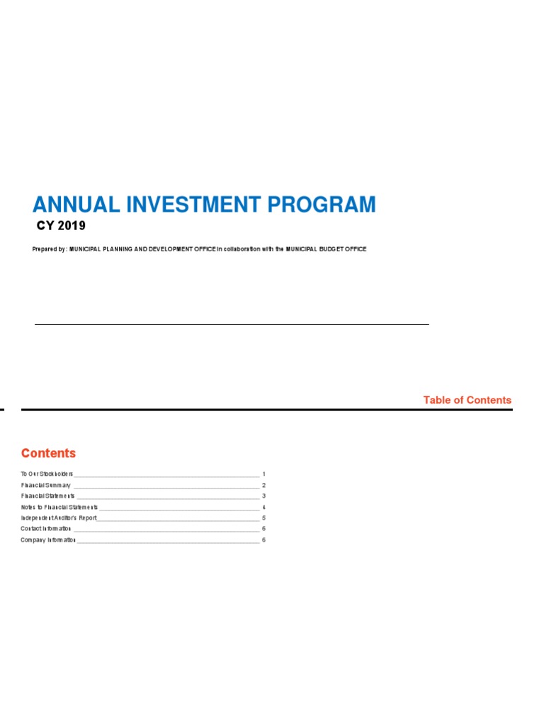 Annual Investment Program | PDF | Income Statement | Auditor's Report