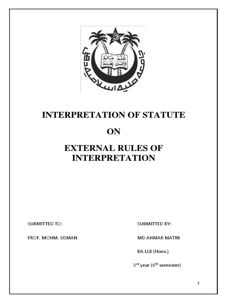 External Aids of Interpretation | PDF | Precedent | Statutory ...
