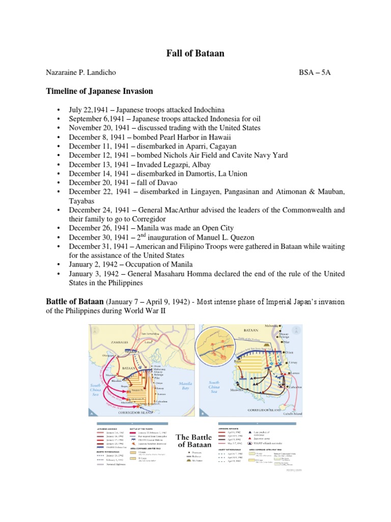 Fall of Bataan: Timeline of Japanese Invasion | PDF | 2nd Millennium ...