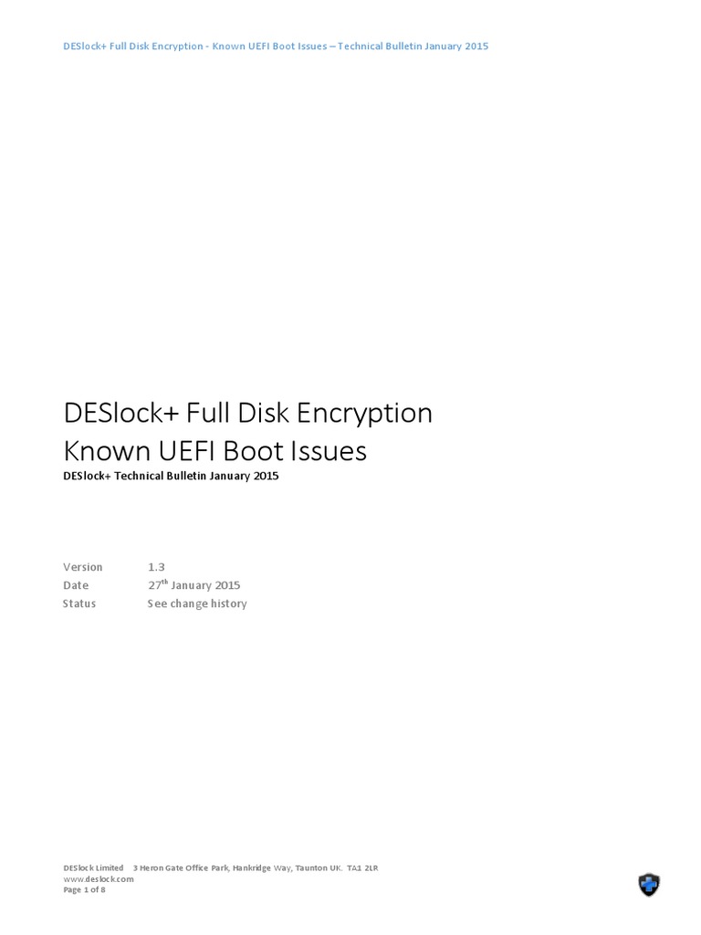 DESlock Tech Bulletin Jan 2015 | PDF | Booting | X86 Architecture