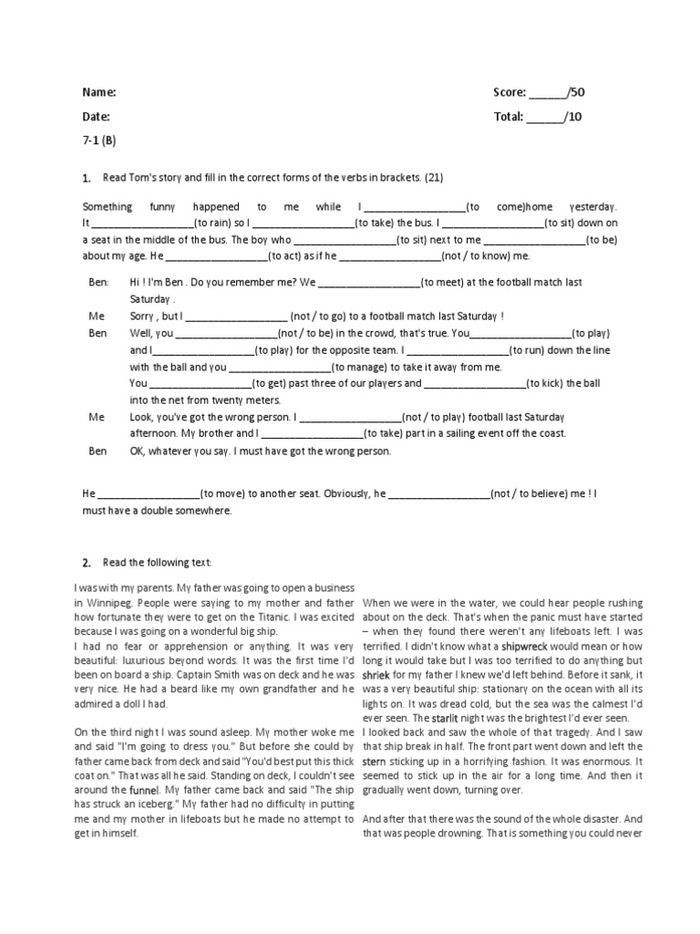 Quiz 7-1 A | PDF | Rms Titanic | Watercraft
