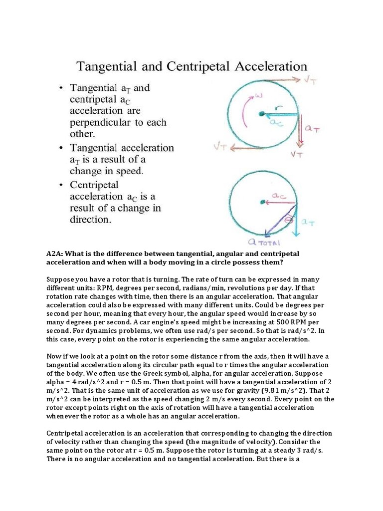 What Is The Difference Between Angular Speed and Tangential Speed in A Circular Motion | PDF ...