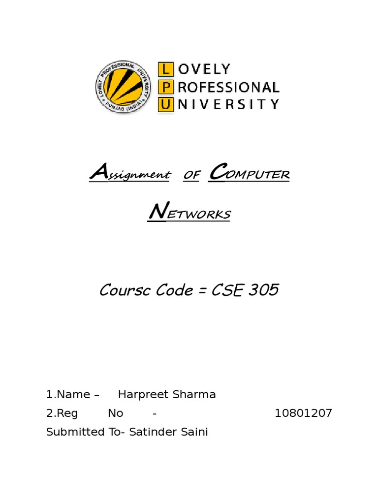Assignment of Computer Networks | PDF | Local Area Network | Computer Network