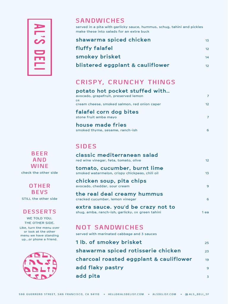 AL's Deli Menu | PDF | Salad | African Cuisine