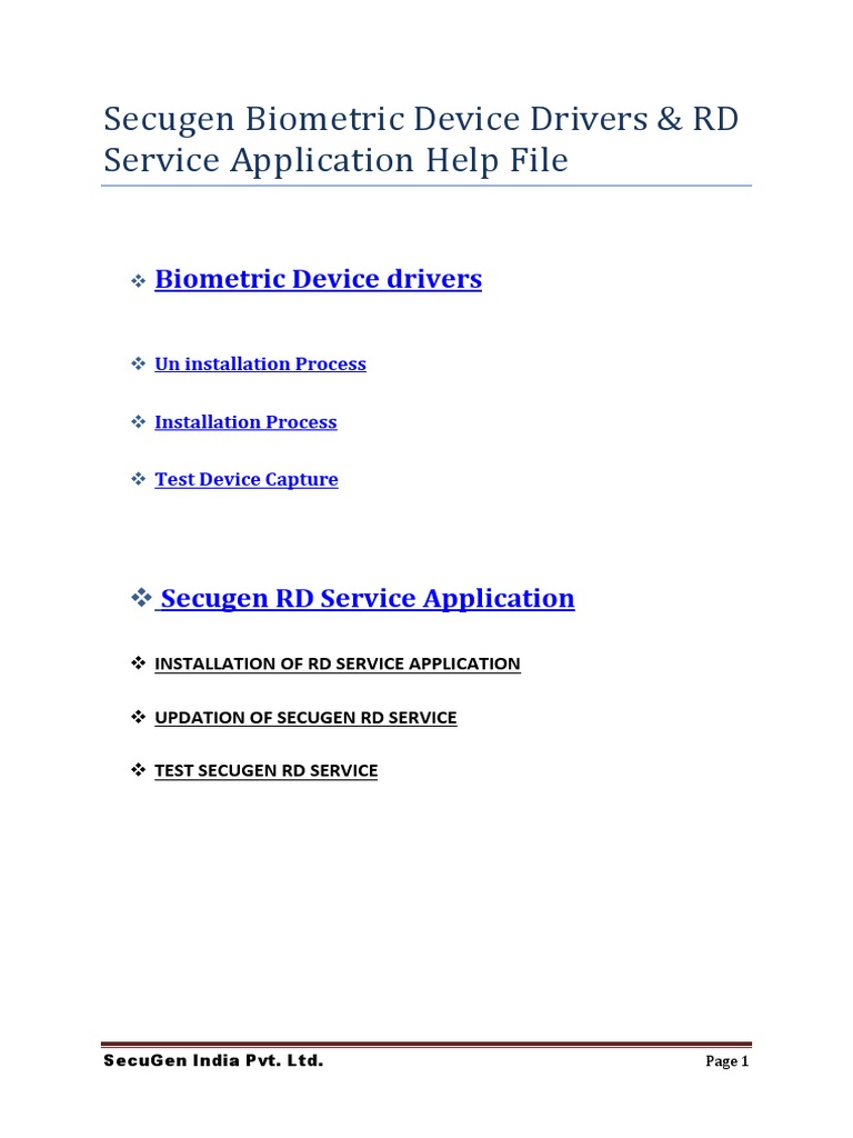 Secugen Help Document For Windows 7 | PDF | Device Driver | Biometrics
