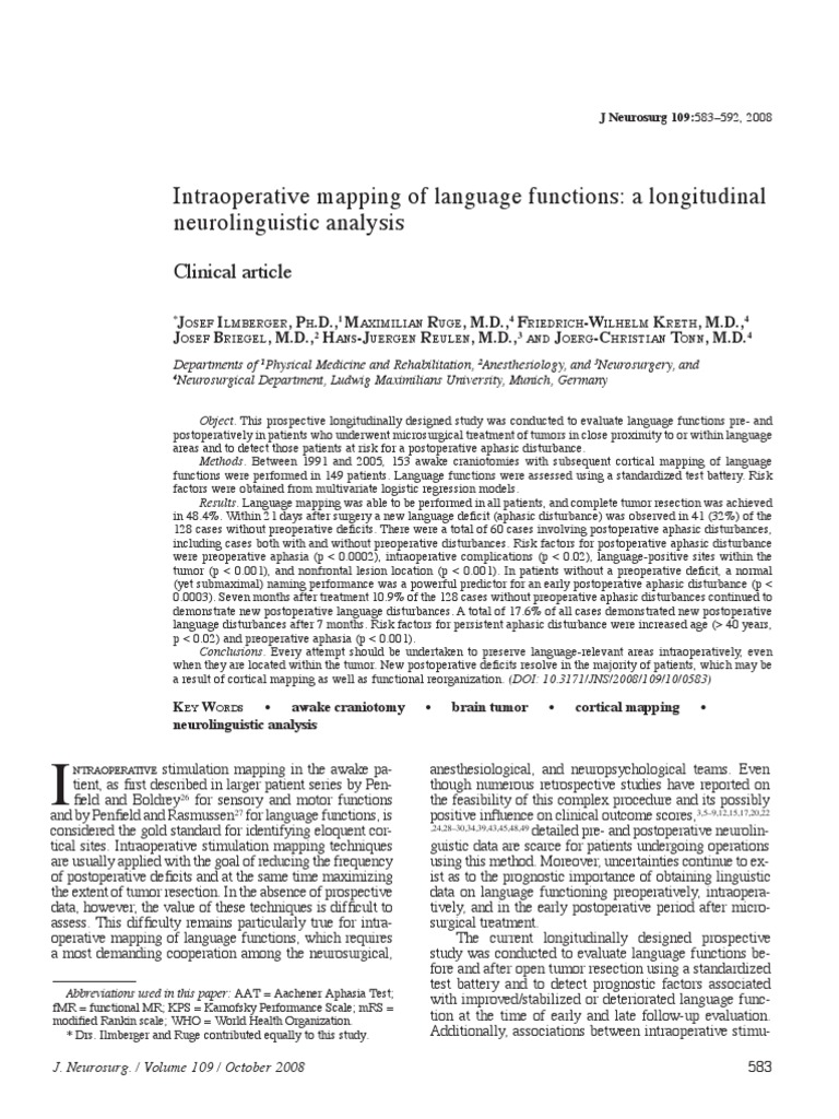 (19330693 - Journal of Neurosurgery) Intraoperative Mapping of Language ...