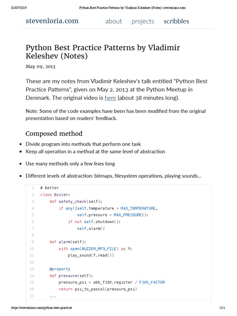 Python Best Practice Patterns by Vladimir Keleshev (Notes) | PDF ...