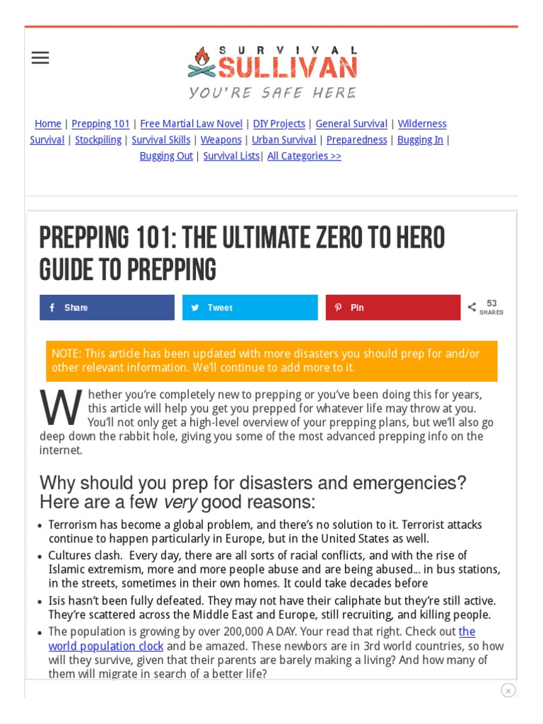 Prepping 101 The Ultimate Zero To Hero Guide To Prepping | PDF ...