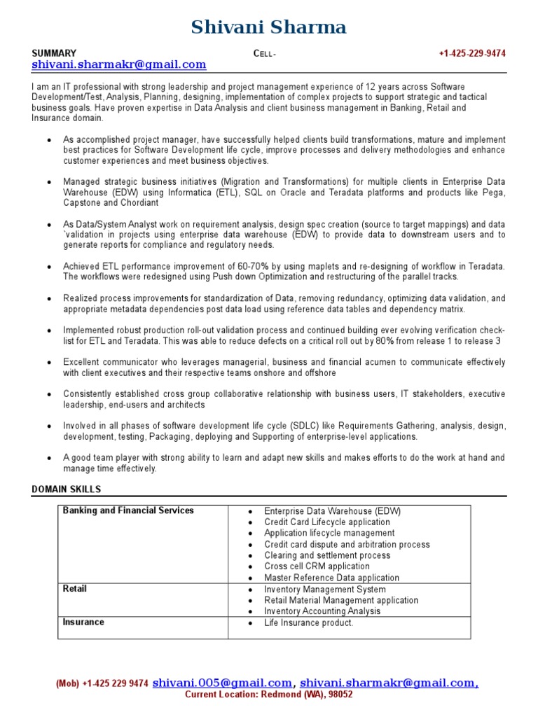 CV Shivani Sharma - Project Manager | PDF | Risk Management | Software Development