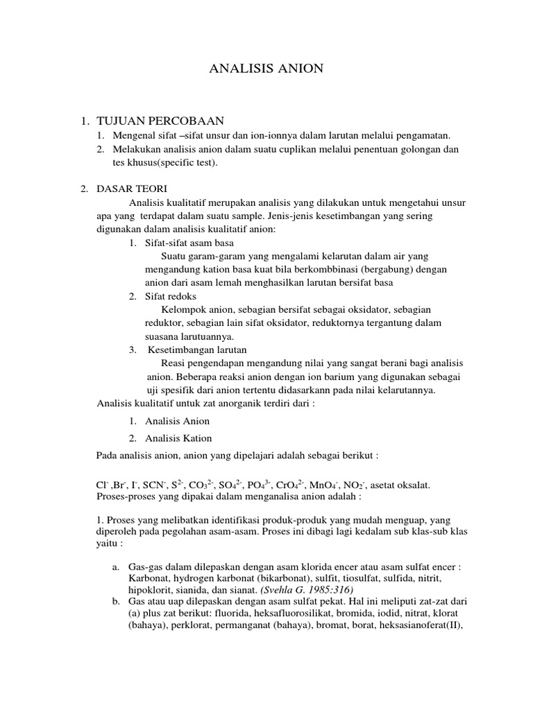 Analisis Anion | PDF