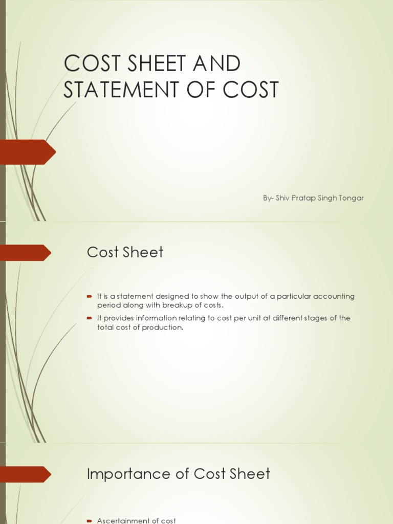 Cost Sheet and Statement of Cost | PDF
