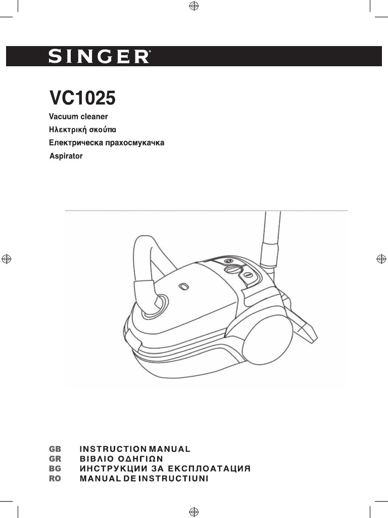 Singer Aspirator Vc1025 Manual de Instructiuni | PDF | Vacuum Cleaner ...