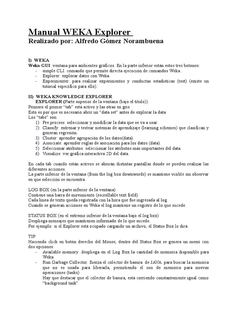 Manual de Uso de WEKA Explorer | PDF | Ventana (informática) | Grupo de ...