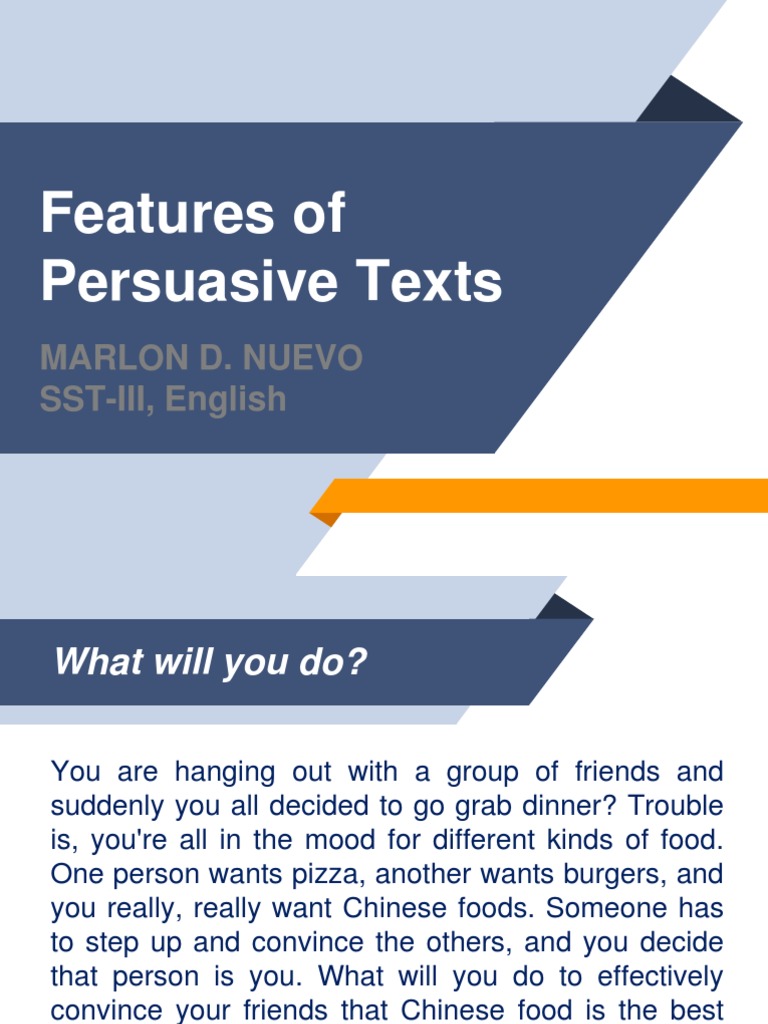 Key Features of Persuasive Texts | PDF | Word | Verb