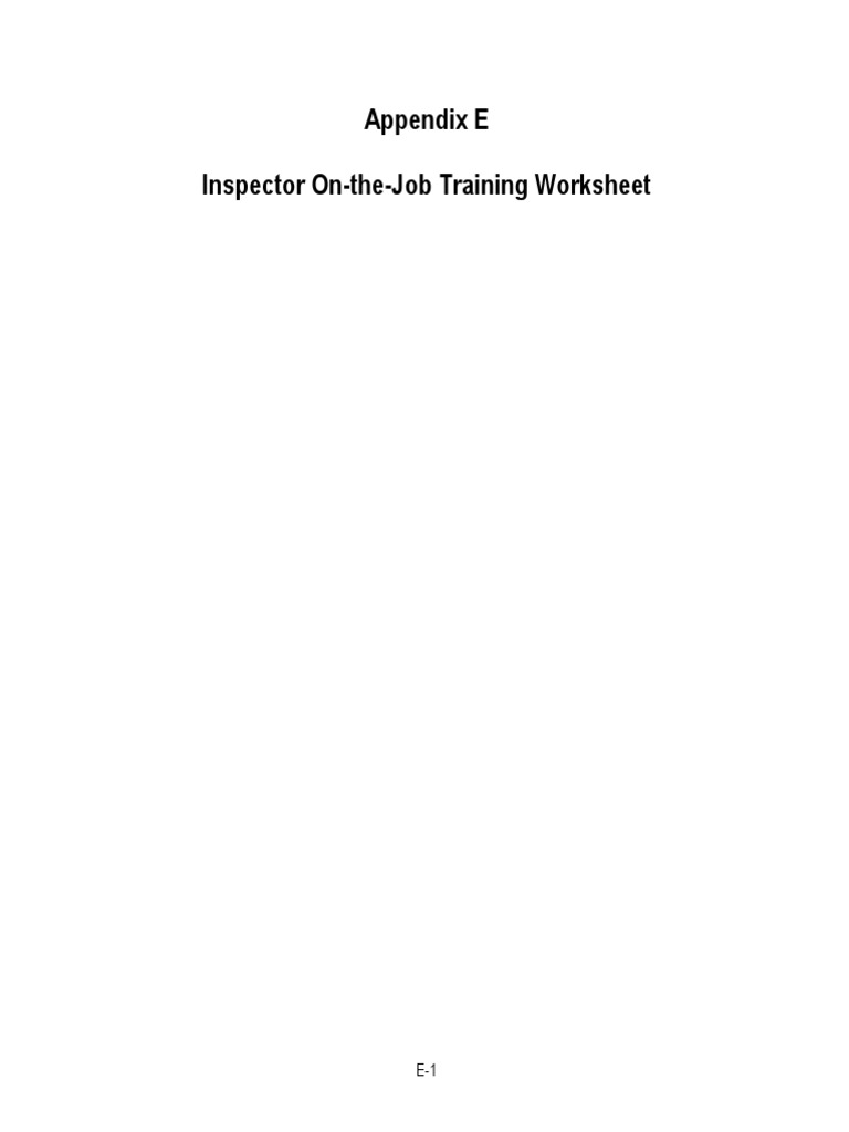 Appendix E Inspector On-the-Job Training Worksheet | PDF | Flight ...
