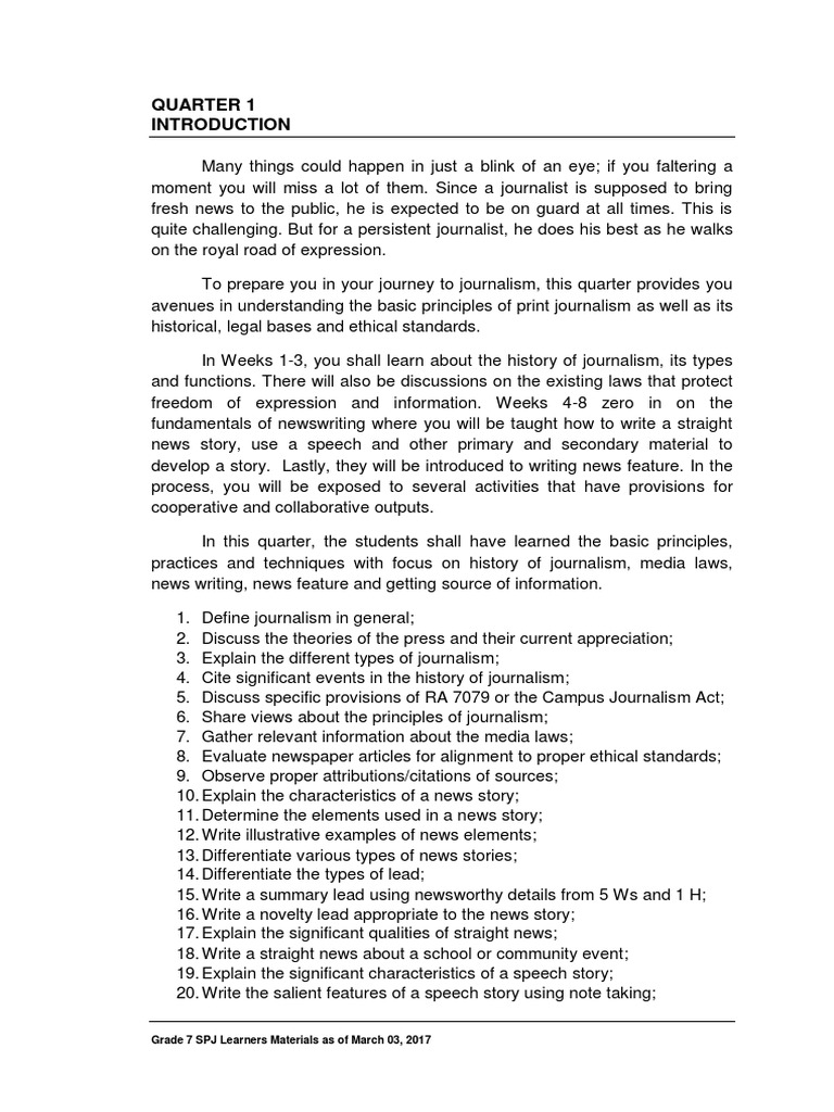 Quarter 1 Lesson 1 History of Journalism Estormeo Serena EDITED | PDF ...