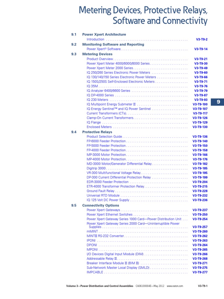 Metering Devices, Protective Relays, Software and Connectivity - CA ...
